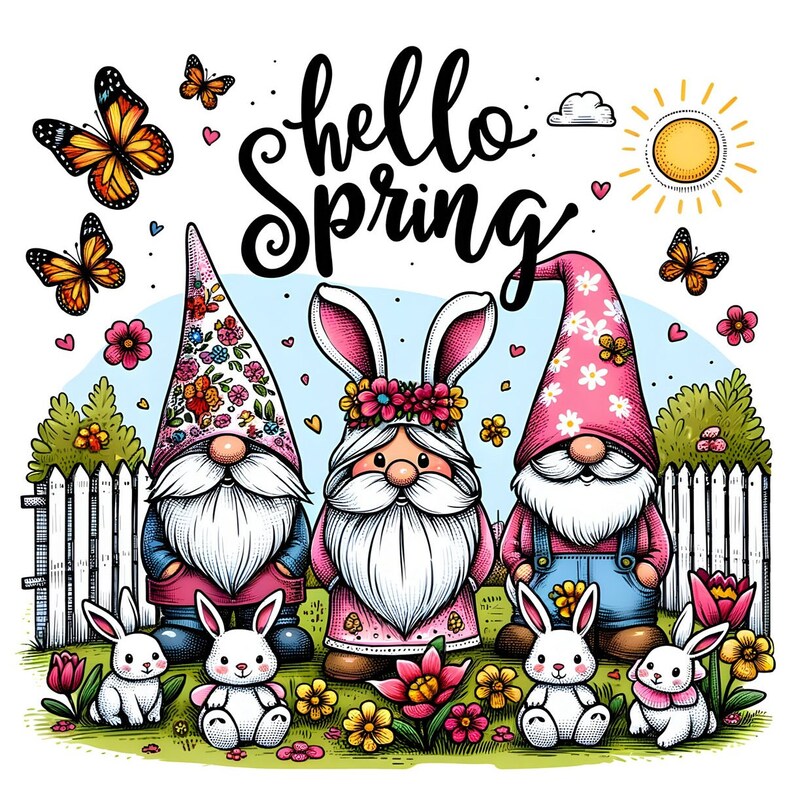 Bunny Gnome, Spring Gnomes Clipart, Easter Gnome PNG, Easter Bunny ...