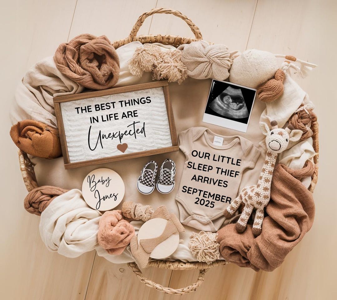 Unexpected Pregnancy Announcement Digital, Boho Funny Baby Announcement ...
