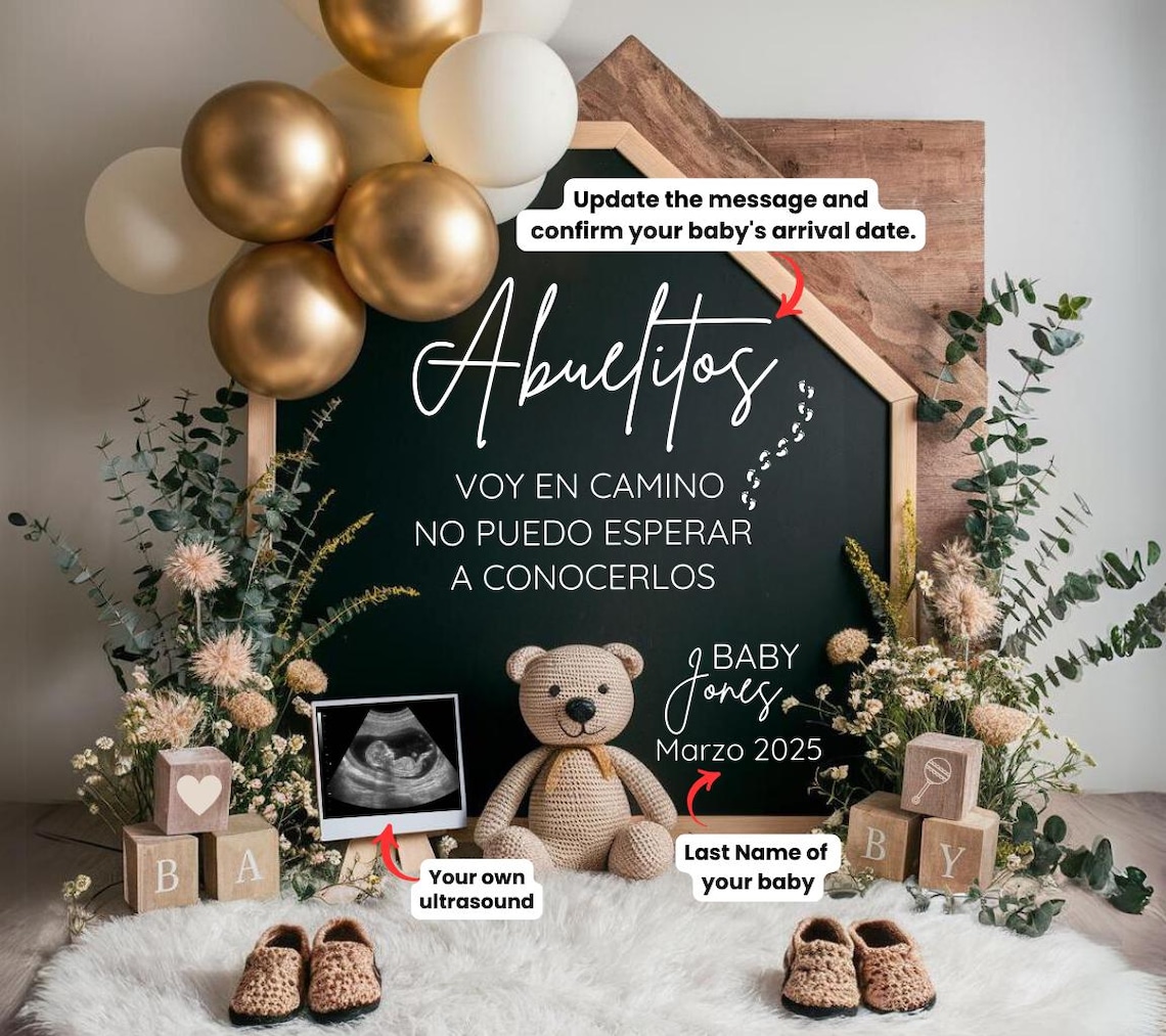 Spanish Pregnancy Announcement for Abuelitos Padres Spanish Anuncio De ...