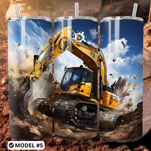 5 Images Backhoe Excavator Construction Trade 20oz Skinny Sublimation ...