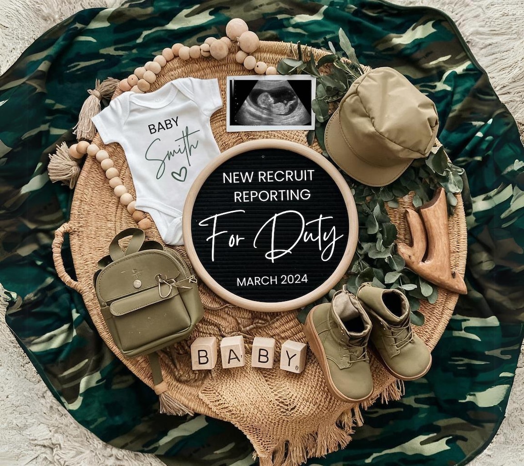 Pregnancy Announcement Digital Editable Military, Army Solider Baby ...