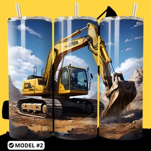 5 Images Backhoe Excavator Construction Trade 20oz Skinny Sublimation ...