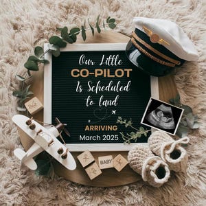 Pilot Digital Pregnancy Announcement, Editable Template, Baby Aviator ...