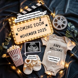 Movie Theme Pregnancy Announcement, Cinema Pregnancy Reveal, Digital ...