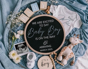 Boy Pregnancy Announcement Digital Baby Announcement Boy Gender Reveal ...