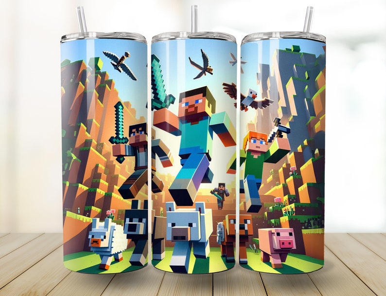 3 Images Minecraft Tumbler Wrap Design Minecraft Sublimation Wrap 20oz ...