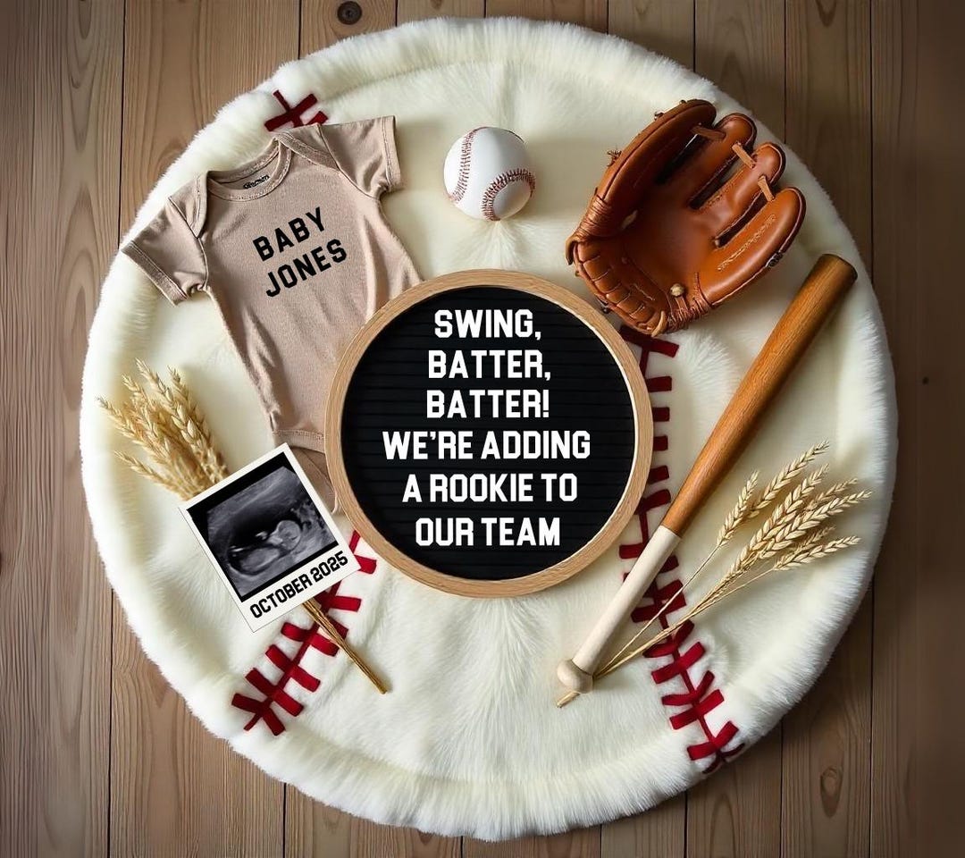 Baseball Pregnancy Announcement Digital, Father's Day Sports Pregnancy ...