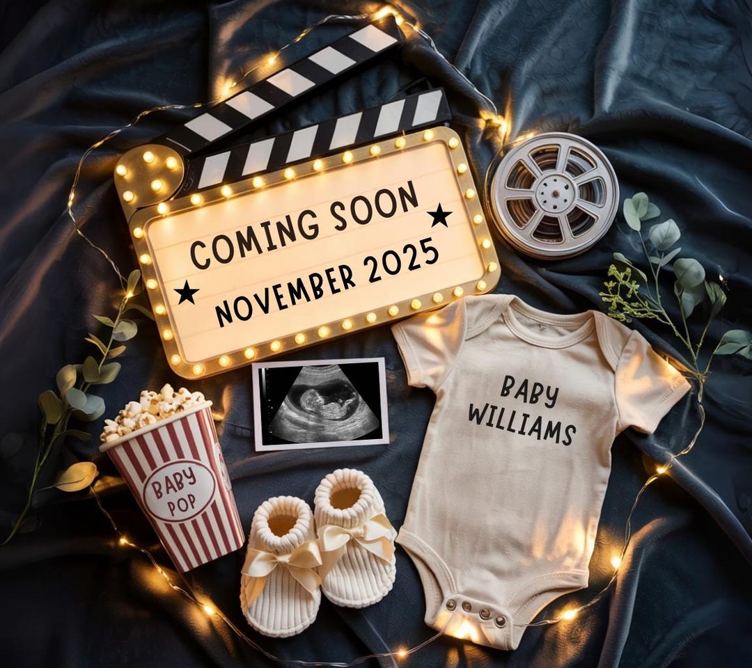 Movie Theme Pregnancy Announcement, Cinema Pregnancy Reveal, Digital ...