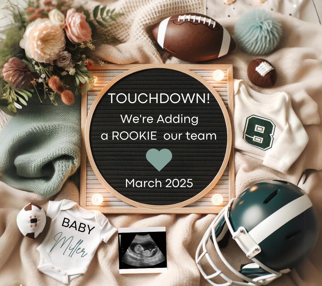 Football Pregnancy Announcement Digital, Sport Baby Reveal Template ...