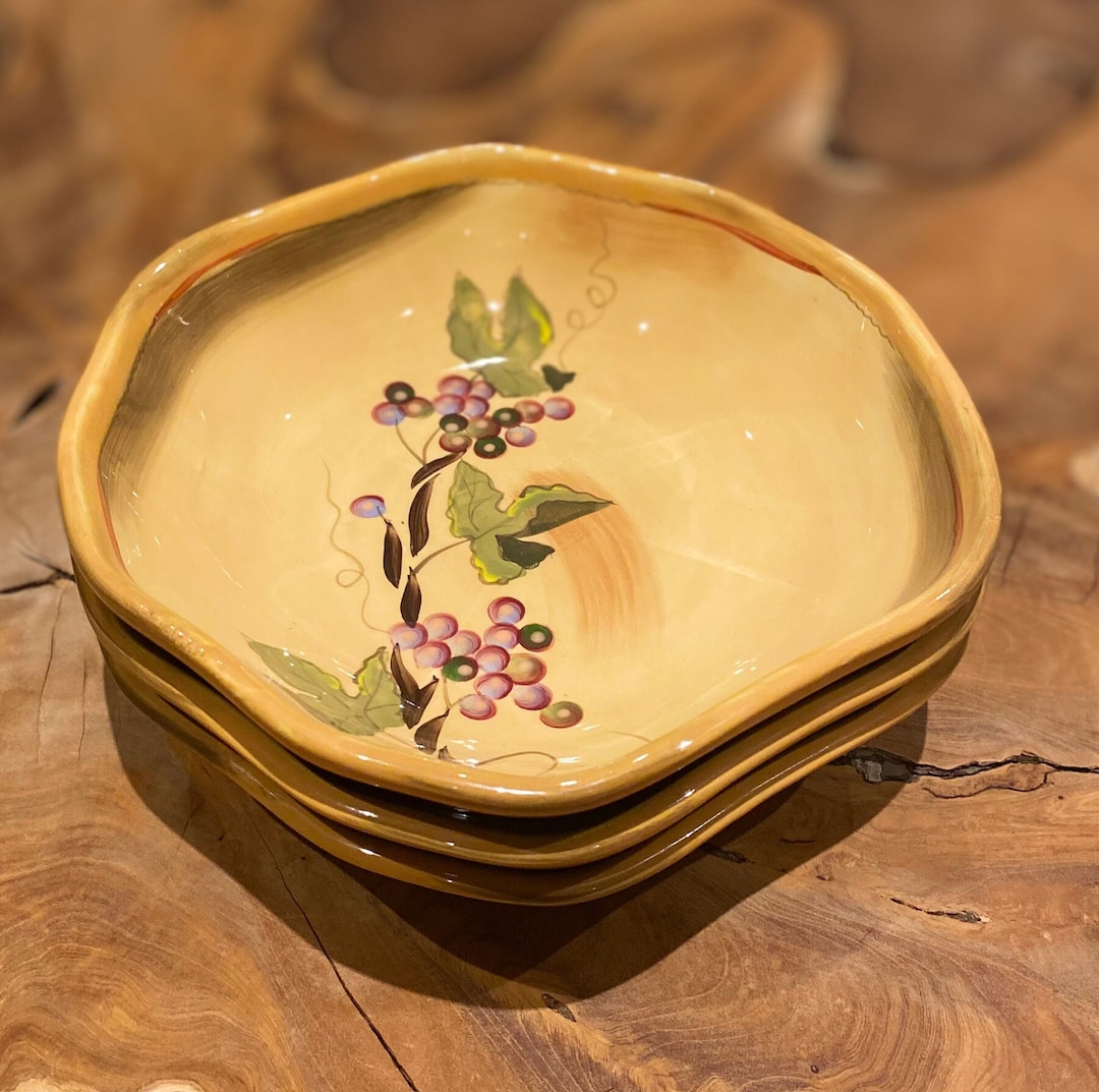 Clay Art Stonelite RUSTIC VINES Pasta Bowls Vintage Dinner - Etsy