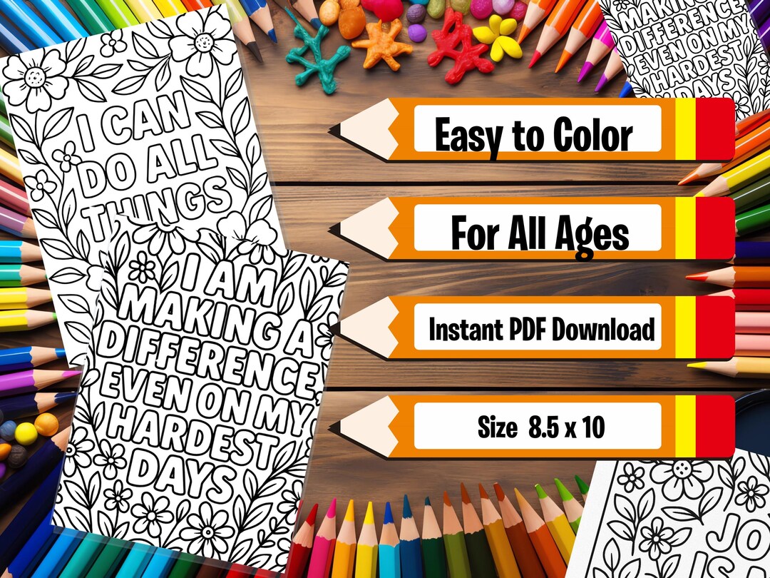 Affirmation Coloring Pages: 30+ Motivational Sheets for Self-care (PDF ...