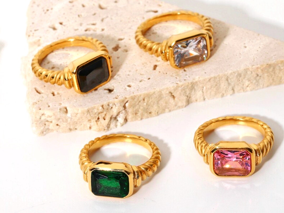 Vintage Ring, Gemstone Rings, Emerald Green Ring, Birthstones Ring ...