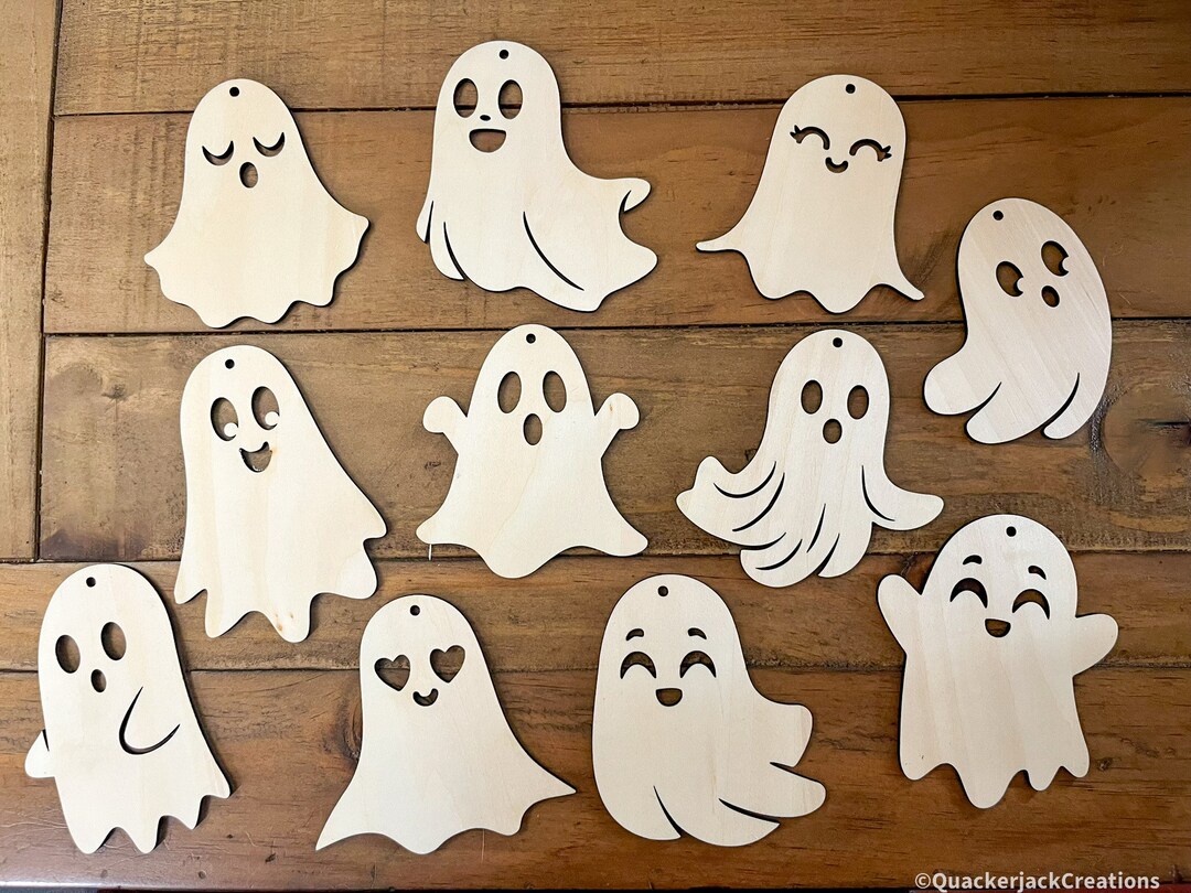 Set of 12 Playful Happy Ghost Garland - Whimsical Halloween Decor - Raw ...