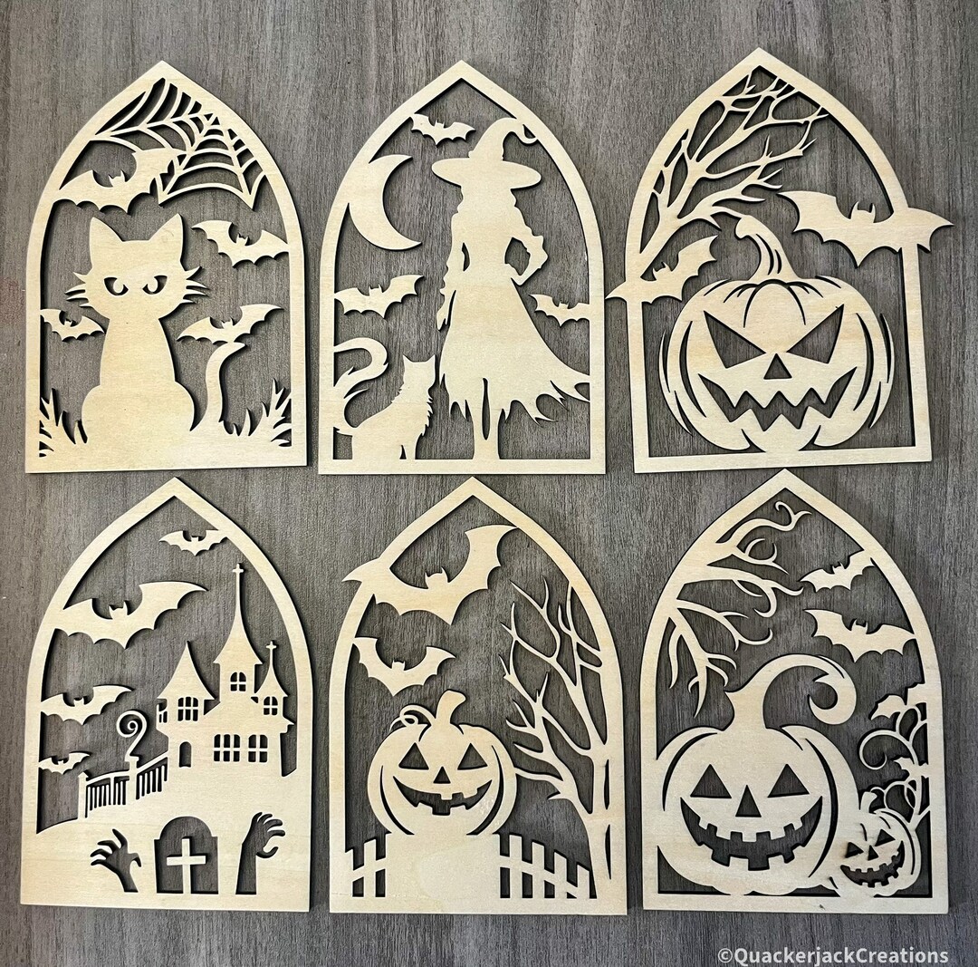 Set of 6 Spooky Window-shaped Halloween Garland - Hauntingly Delightful ...