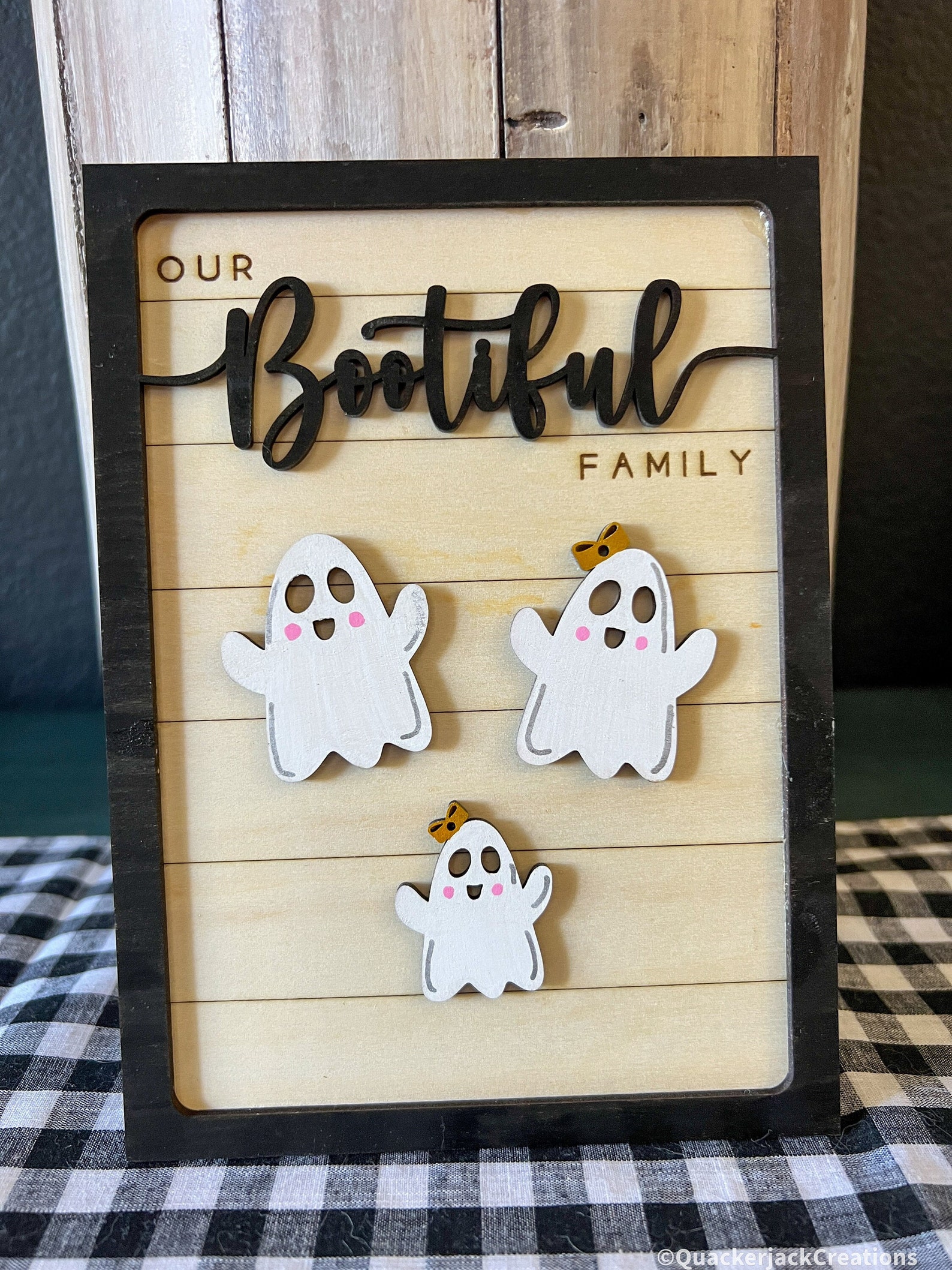 Customizable "bootiful" Engraved Family Name Sign With Playful Ghosts ...