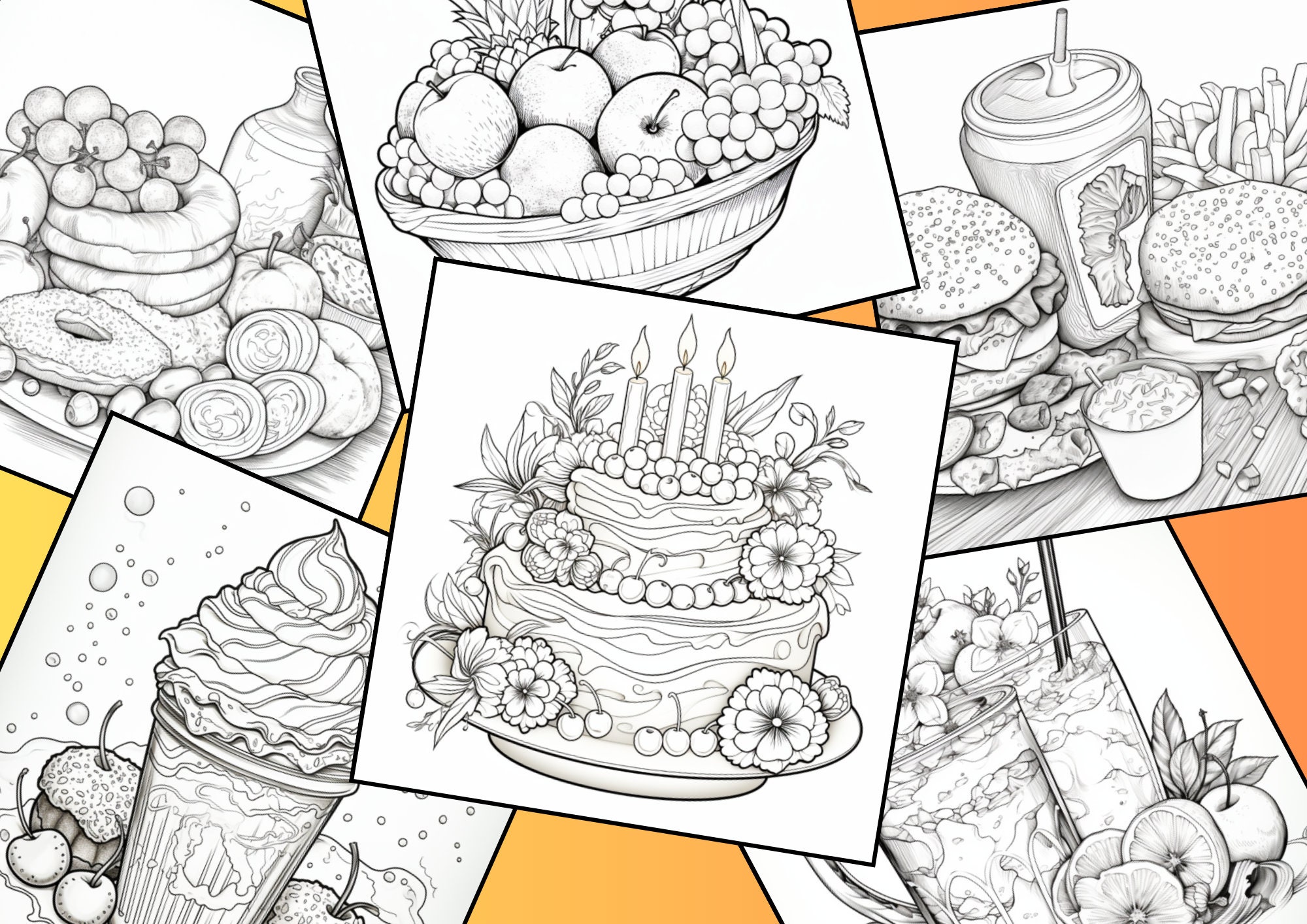 Food Coloring Pages DIGITAL - Etsy