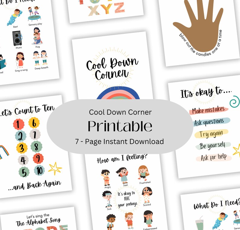 7 Cool Down Corner Posters, Digital Download - Etsy