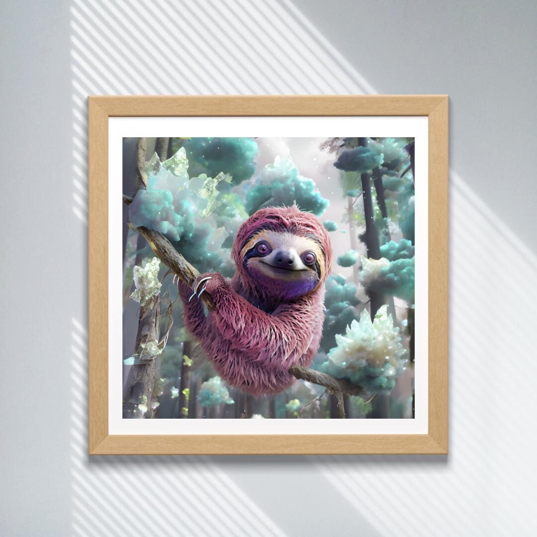 Neon Dream Sloth: Whimsical Fantasy Wall Art - Etsy