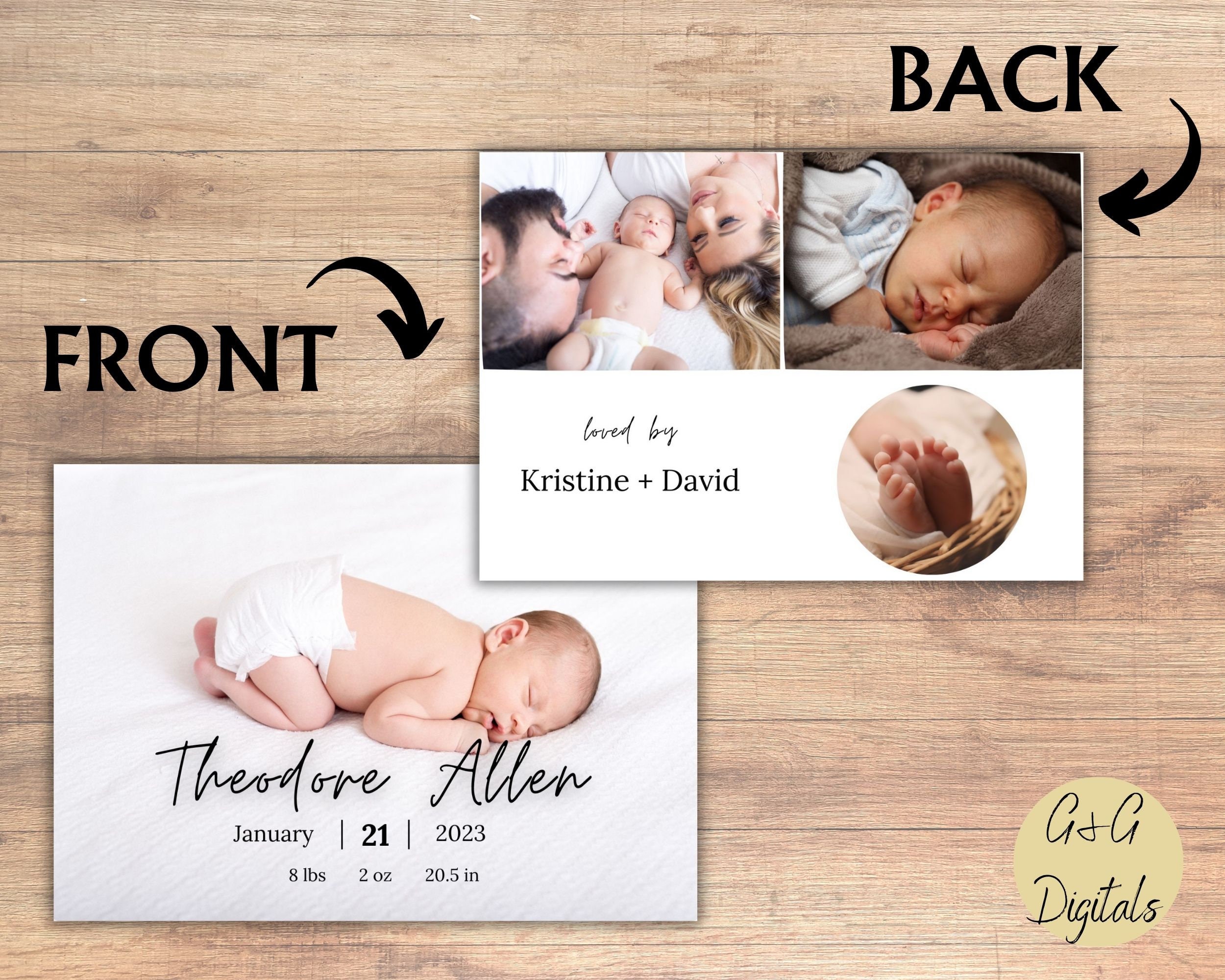 Customizable Newborn Announcement Template, Editable Baby Birth ...