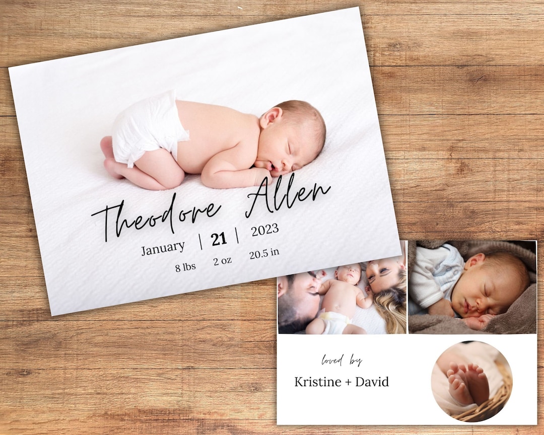 Customizable Newborn Announcement Template, Editable Baby Birth ...