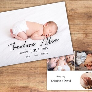Customizable Newborn Announcement Template, Editable Baby Birth ...
