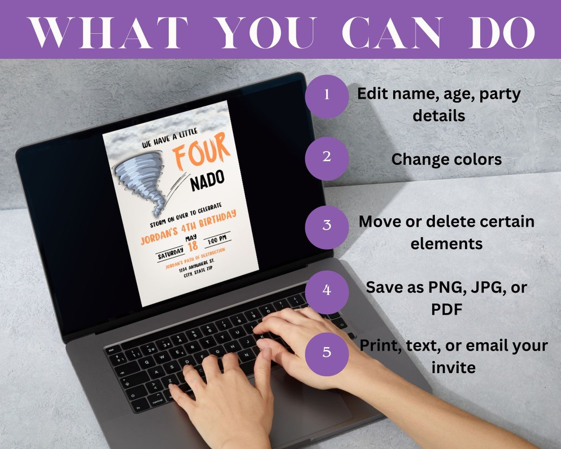 Fournado Birthday Invite Template, Four-nado Birthday Invite Template ...
