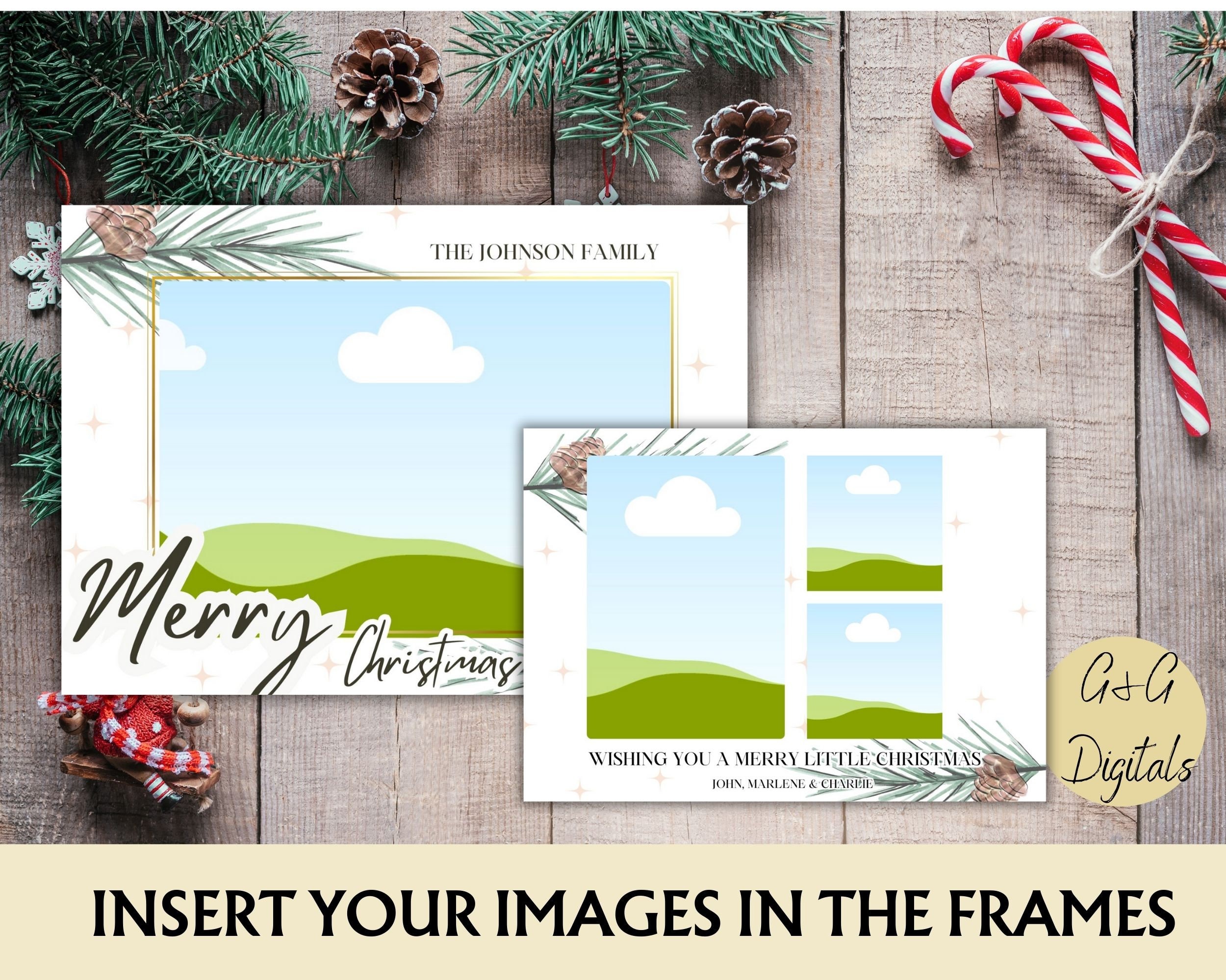 Editable Christmas Card Template, Simple Christmas Card With Pine ...