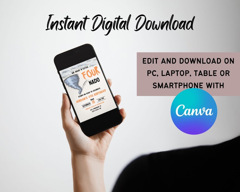 Fournado Birthday Invite Template, Four-nado Birthday Invite Template ...