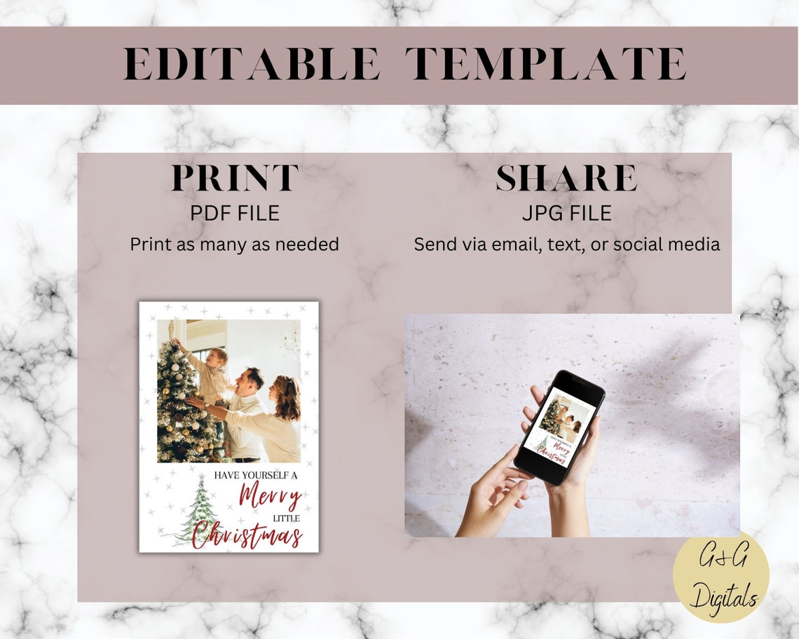 Christmas Card Template With Highlights Section, Editable Christmas ...