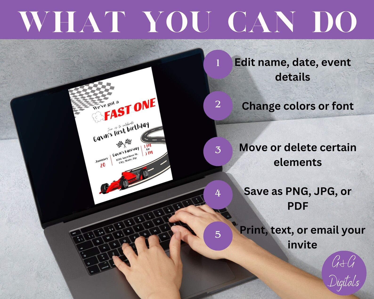 Editable Fast One Birthday Invitation Template, First Birthday Editable ...