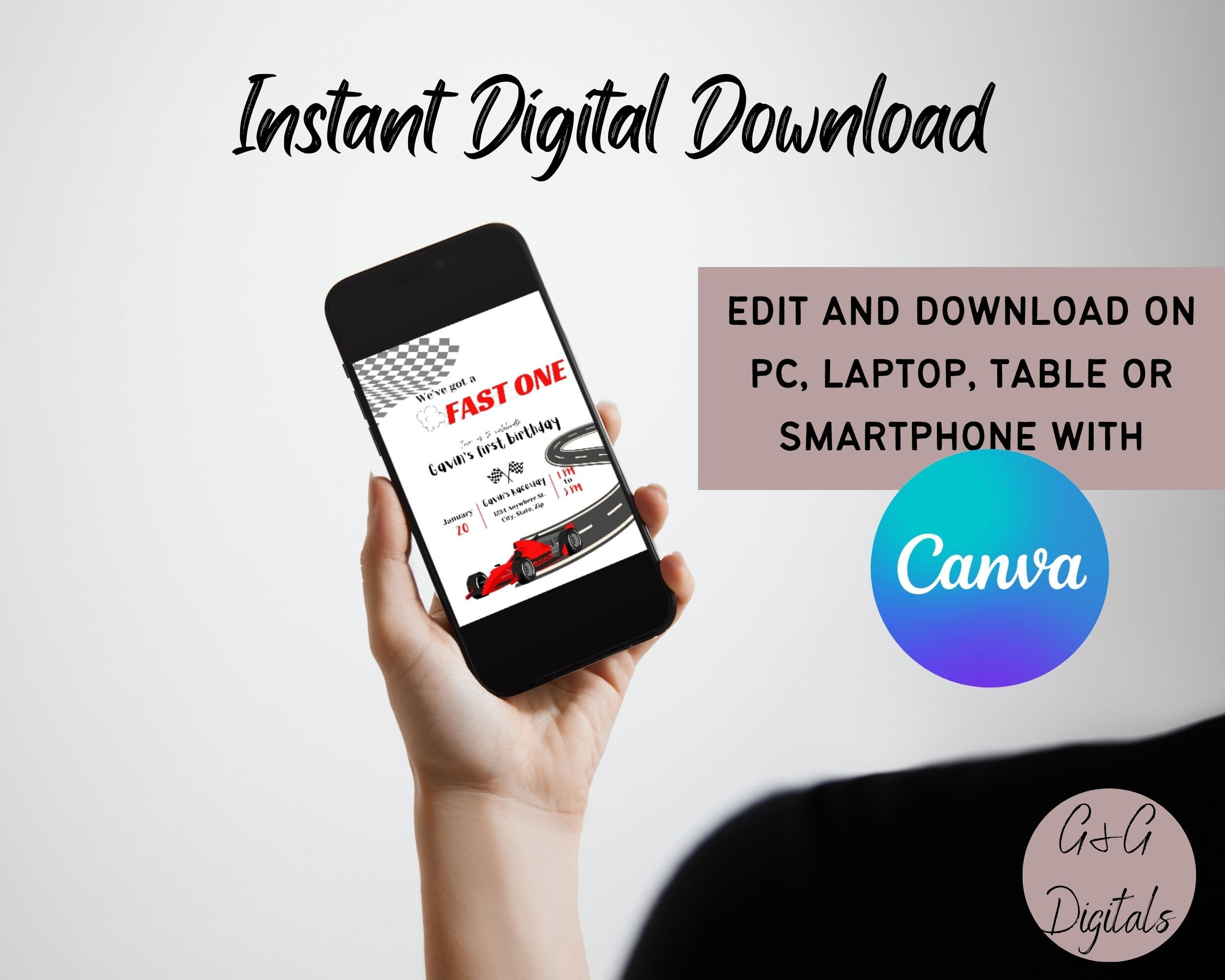 Editable Fast One Birthday Invitation Template, First Birthday Editable ...