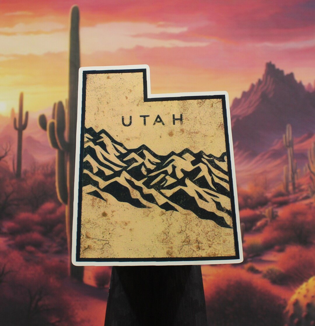 Utah Sticker, 3 3/4 X 4 1/2, Weatherproof Sticker Vinyl, 3 Mil UV ...