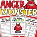 Anger Monster Activity, Anger Management for Kids Workbook, Worksheets ...