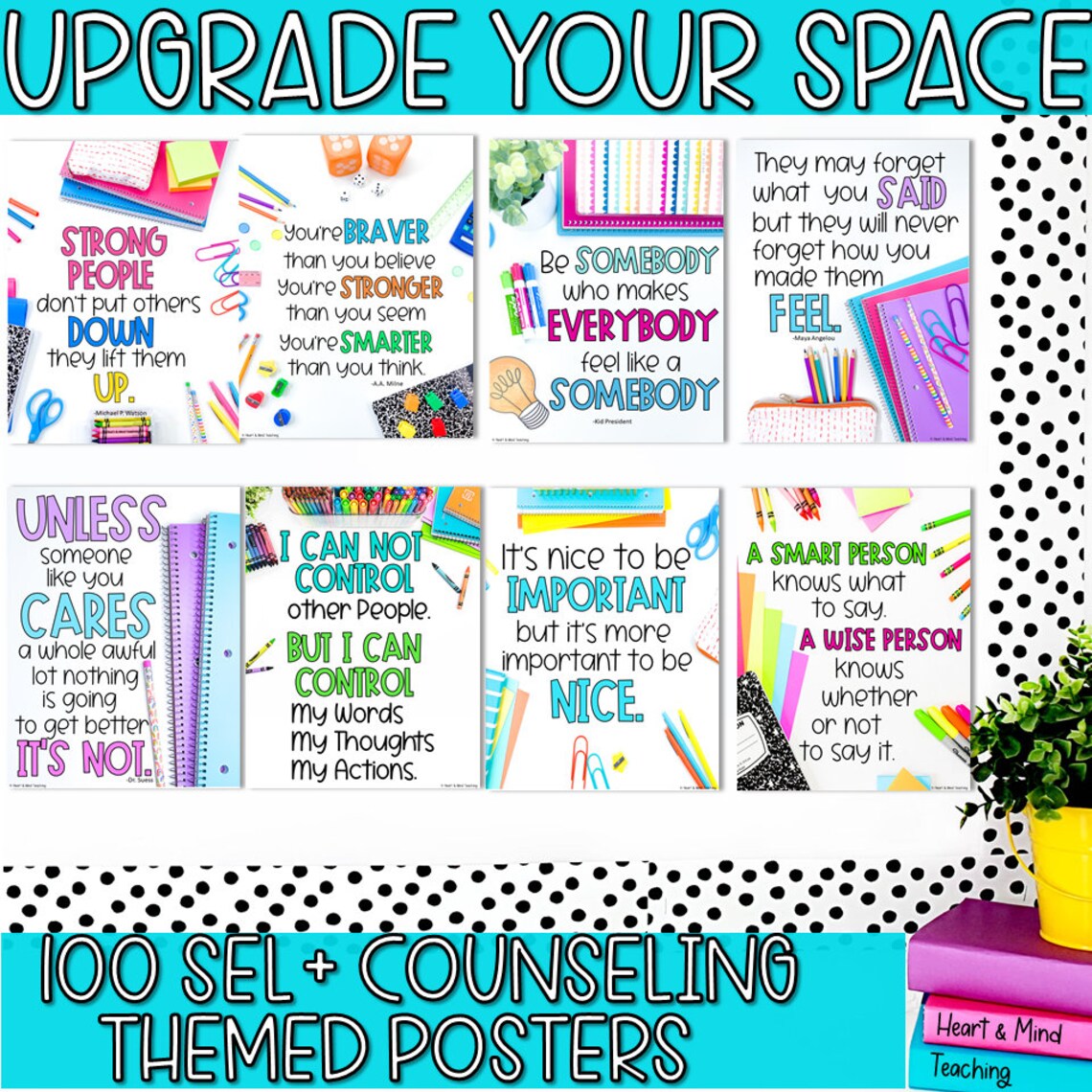 100 School Counselor Posters Decor, Psychology Office Signs, Art ...