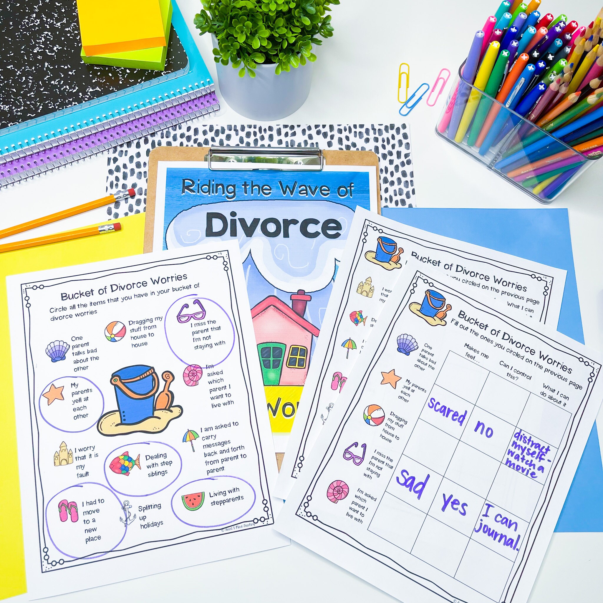 Divorce and Family Separation Workbook, Divorce Sheets for Kids ...