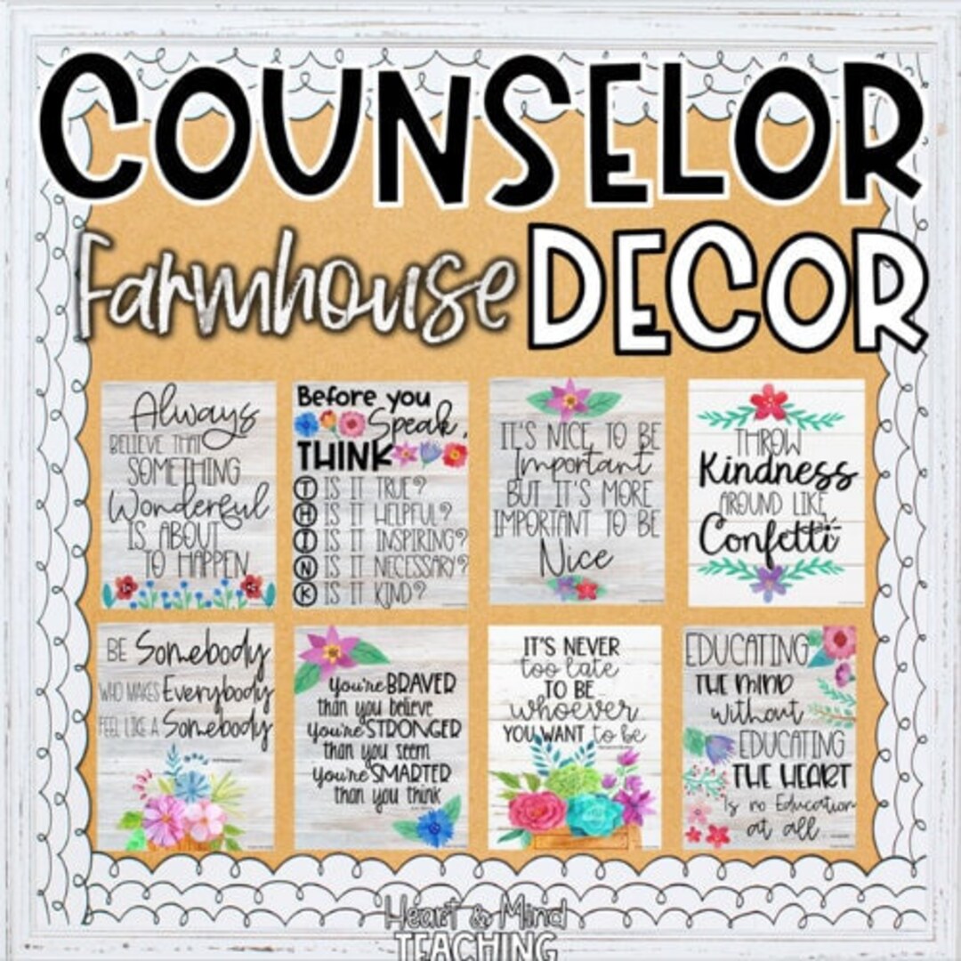 30 Floral Farmhouse School Counseling Signs Posters Psychologist Office ...
