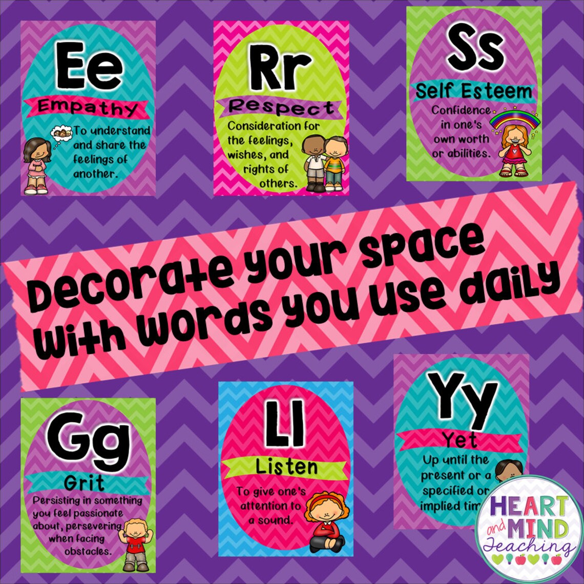 School Counseling Themed Alphabet Line Posters, Office Decor, School ...