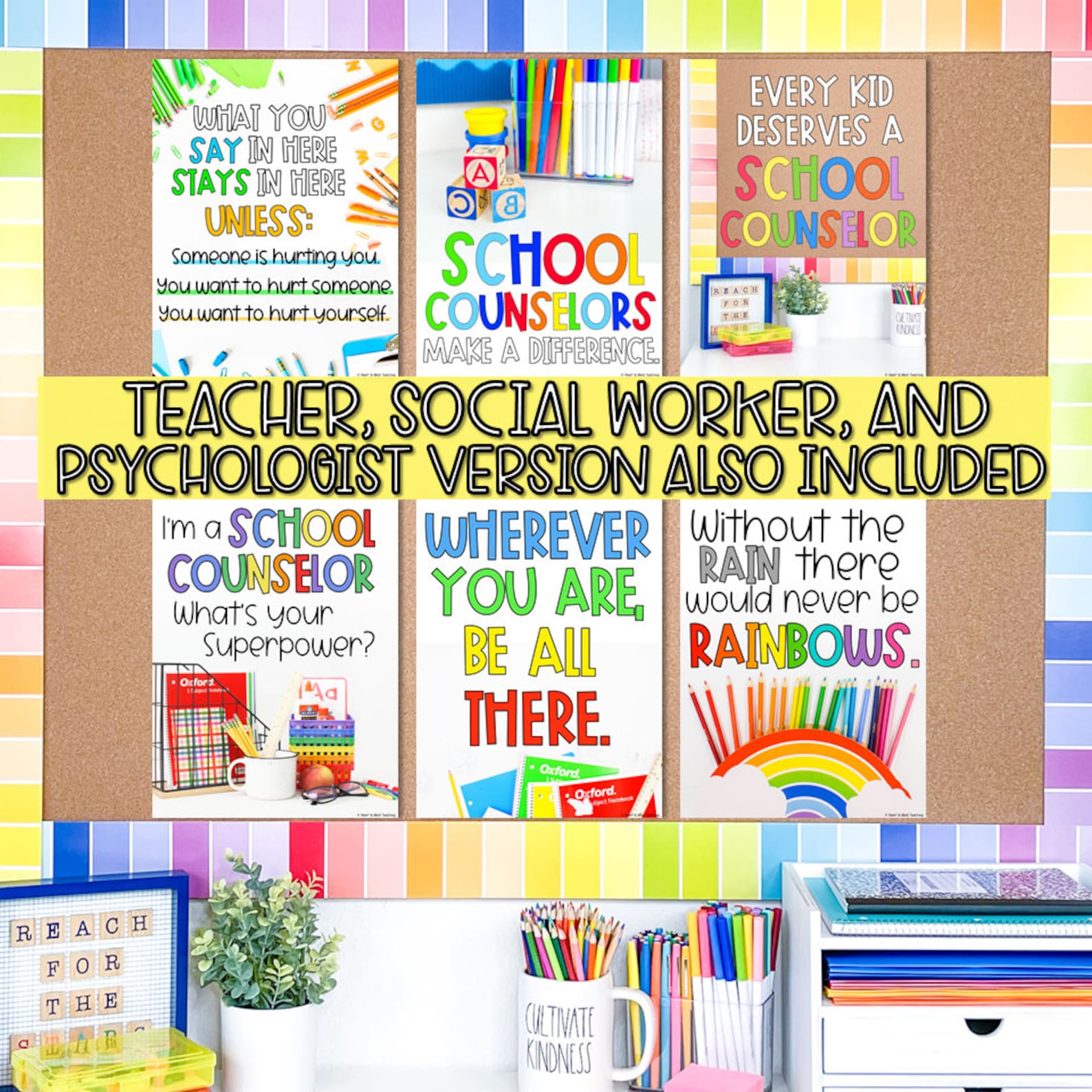 100 School Counselor Posters Decor, Psychology Office Signs, Art ...