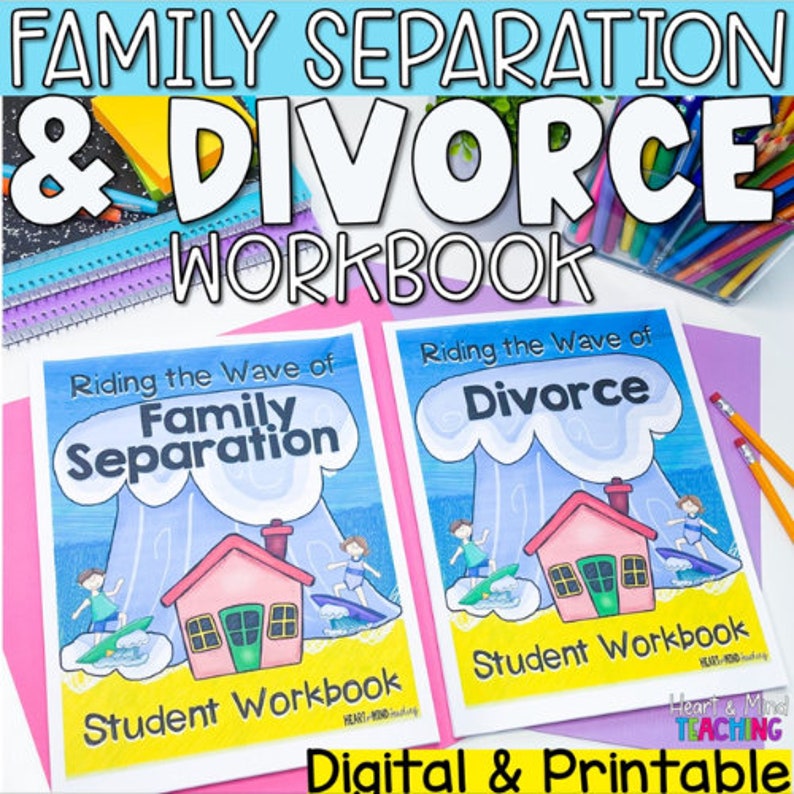 Divorce and Family Separation Workbook, Divorce Sheets for Kids ...