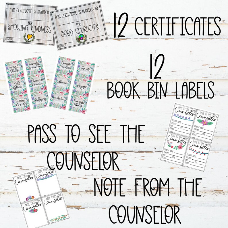 30 Floral Farmhouse School Counseling Signs Posters Psychologist Office ...