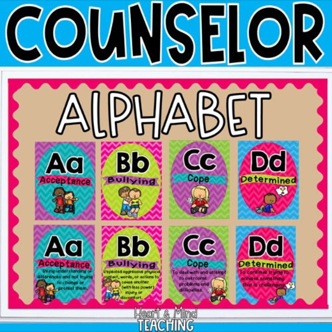 School Counseling Themed Alphabet Line Posters, Office Decor, School ...