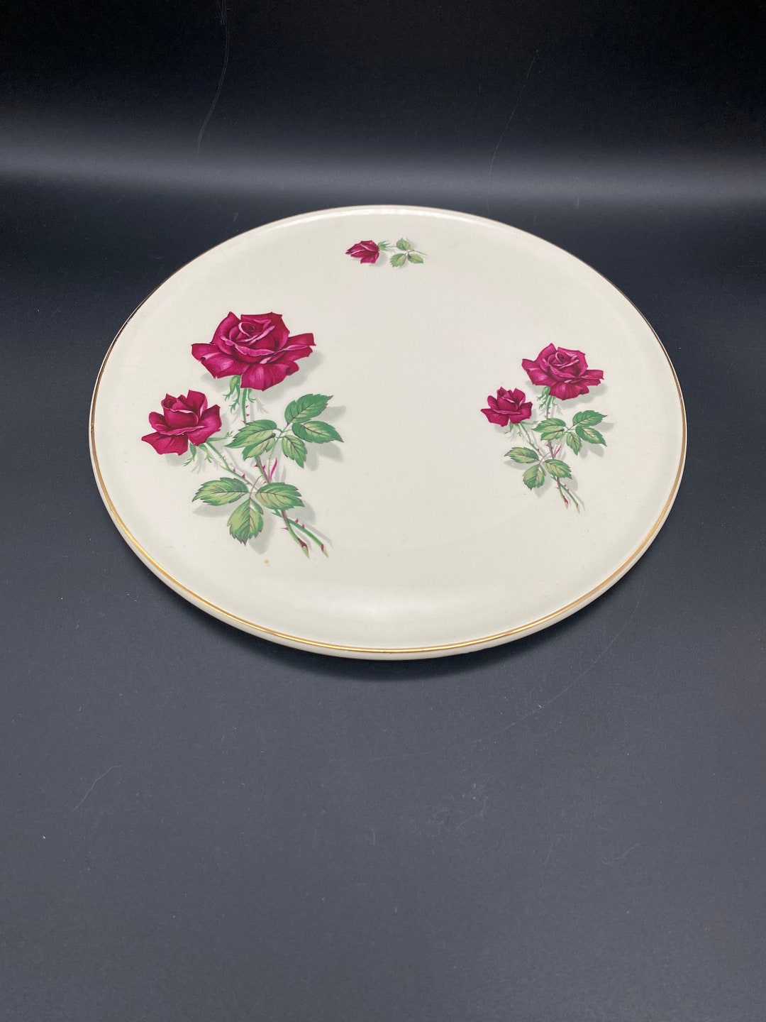 Vintage Red Rose Royal Tudor Cake Plate - Etsy