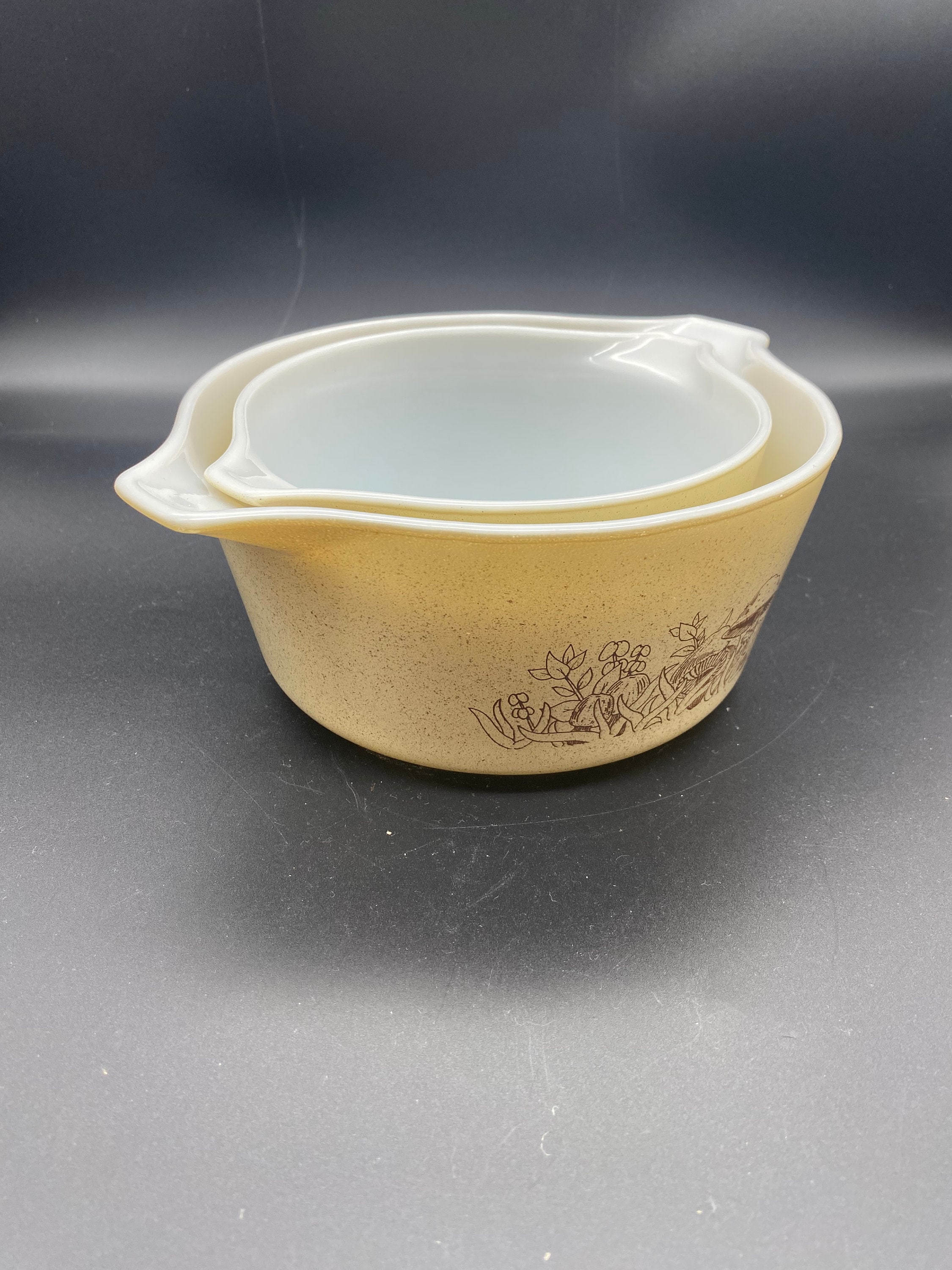 Vintage Mushroom Pyrex Bowl Set of 2 - Etsy