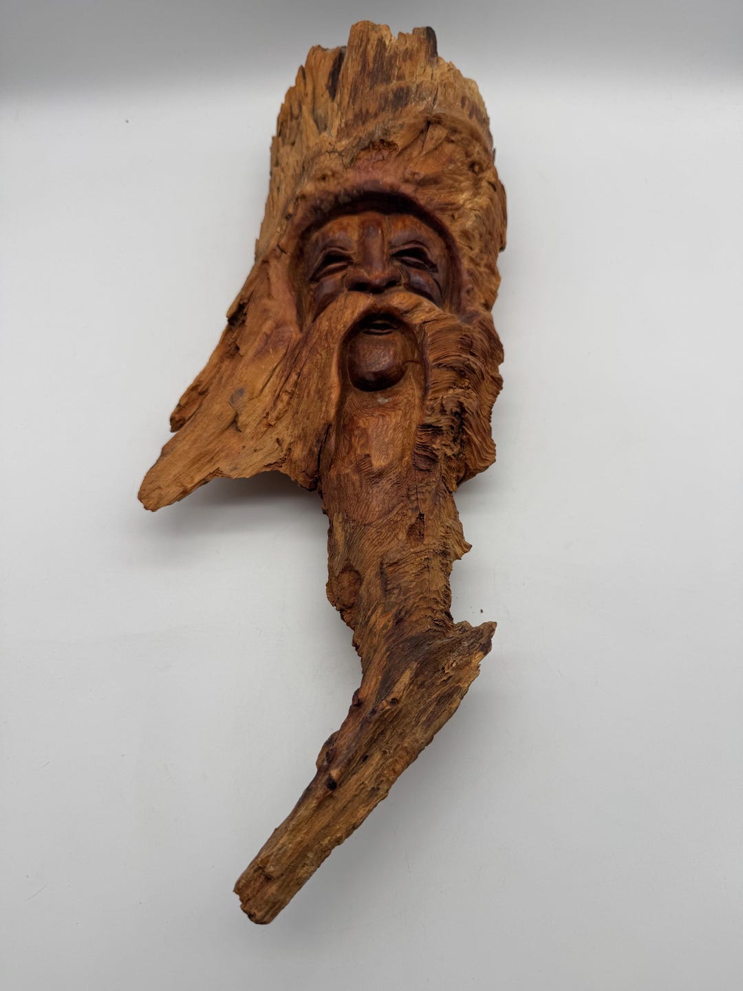 Large Hand Carved Face (wizard) in Forrest Wood Signed by Wells - Etsy