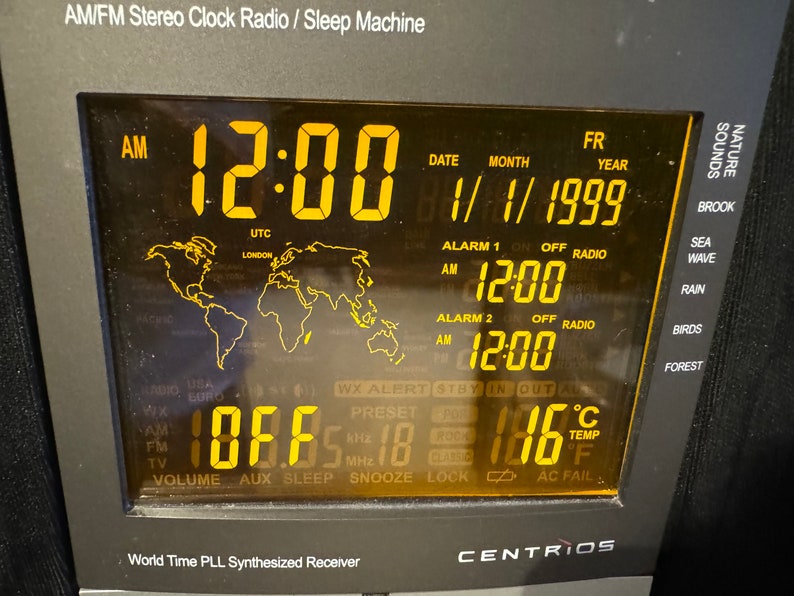 Vintage Centrios World Clock Radio With Sleep Machine - Etsy