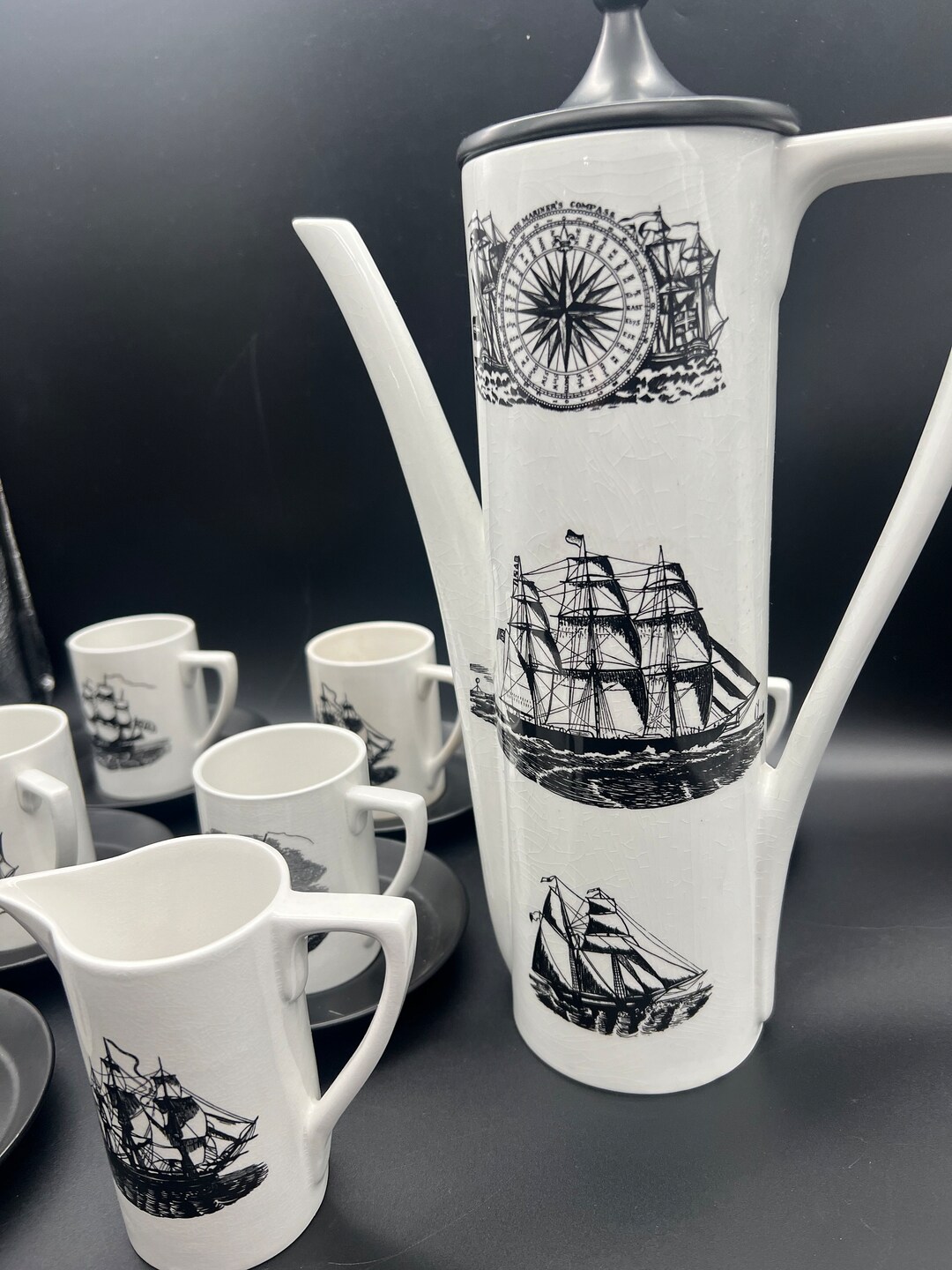 Portmeirion Pottery Sailing Ships Coffee Set. Pot, Cups and Milk Jug - Etsy