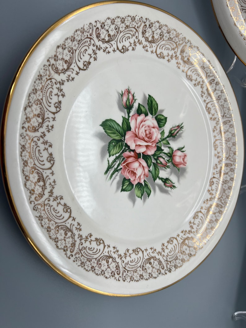 Georgian China Tudor Rose 22 KT Gold Dinner Plates Set of 4 - Etsy