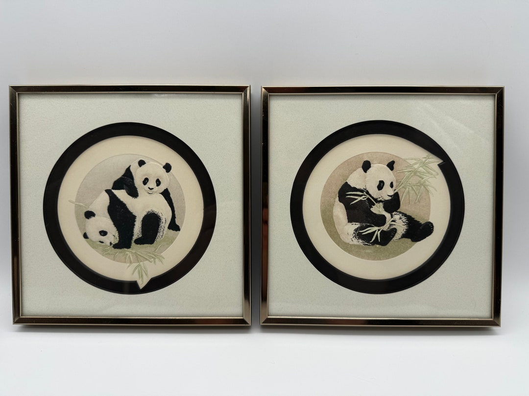 Set of 2 Vintage Asian 3D Solid Framed Panda Wall Art - Etsy