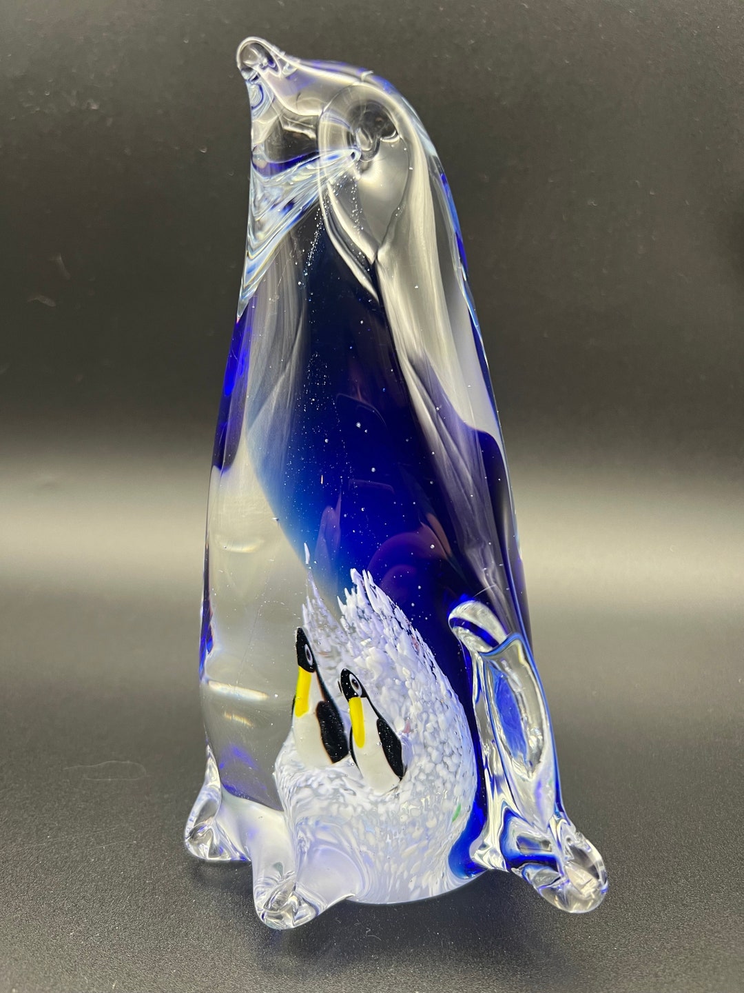 Murano Style Large Art Glass Penguin With 2 Penguins Inside - Etsy