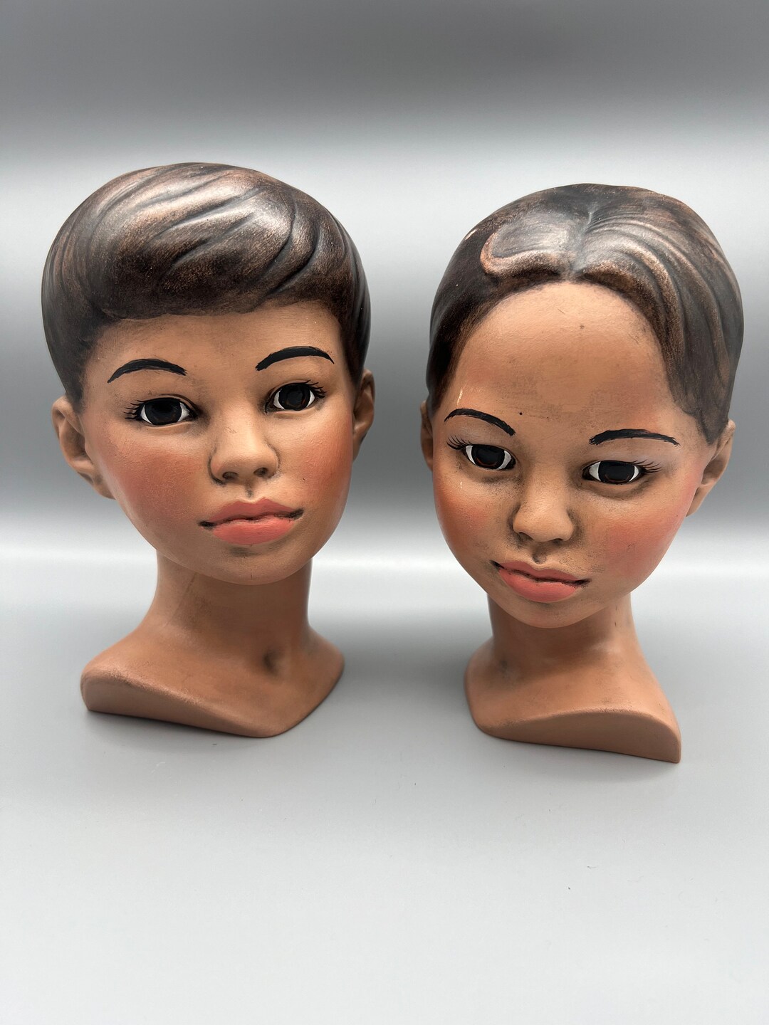 Vintage Holland Ceramic Mold Hand Painted Heads From a Boy & Girl - Etsy